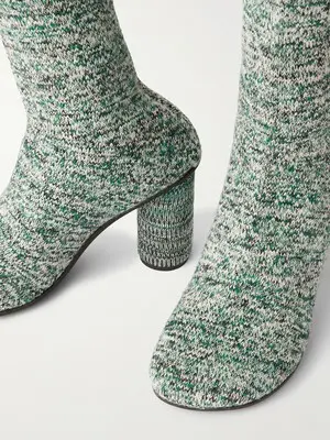 Bottega Veneta Atomic Ribbed-knit Knee Boots - Green