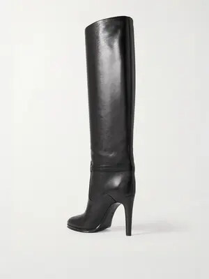 Saint Laurent Diane Logo-embellished Leather Knee Boots