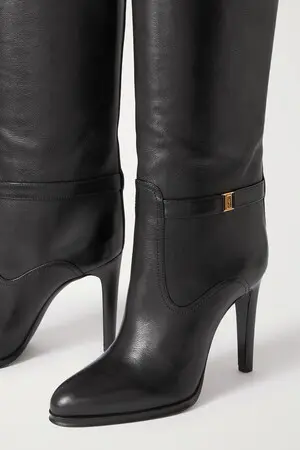 Saint Laurent Diane Logo-embellished Leather Knee Boots