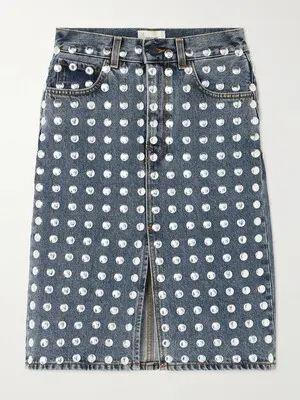 HAIKURE Stormy' Studded Denim Pencil Skirt - Blue