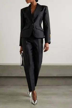 Christopher John Rogers Silk And Wool-blend Twill Tapered Pants