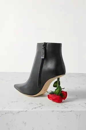 Loewe Rose Embellished Leather Ankle Boots