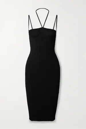 ANDREĀDAMO Cutout Open-knit And Ribbed-knit Dress