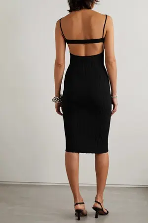 ANDREĀDAMO Cutout Open-knit And Ribbed-knit Dress