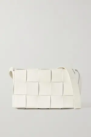 Bottega Veneta Bottega Veneta Cassette Medium Intrecciato Leather Shoulder Bag White