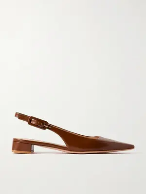 GIANVITO ROSSI Tokio 20 Glossed-leather Slingback Flats