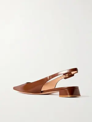 GIANVITO ROSSI Tokio 20 Glossed-leather Slingback Flats
