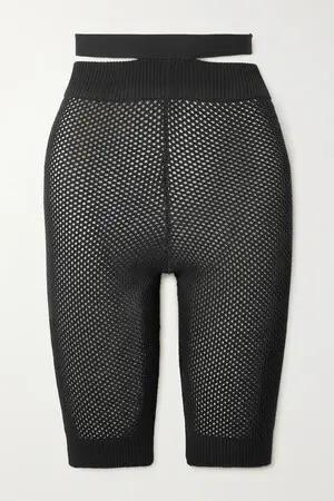 ANDREĀDAMO Cutout Open-knit Shorts