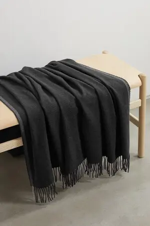 Brunello Cucinelli Fringed Two-tone Cashmere Travel Blanket - Gray
