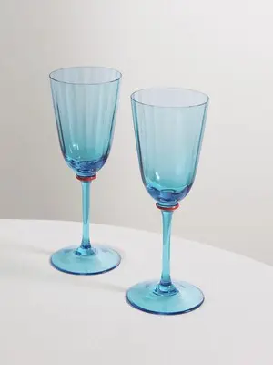 La DoubleJ Set Of Two Murano Glass Wine Glasses - Blue