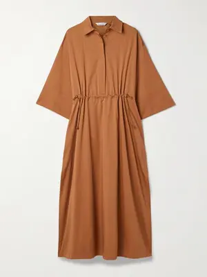 Max Mara Eulalia Cotton-blend Sateen Midi Dress - Brown