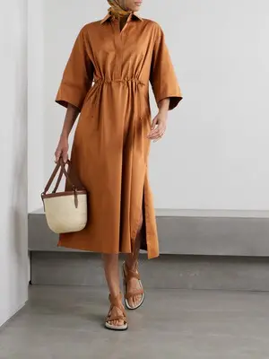 Max Mara Eulalia Cotton-blend Sateen Midi Dress