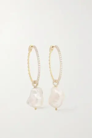 Mateo 14-karat Pearl And Diamond Hoop Earrings - Gold