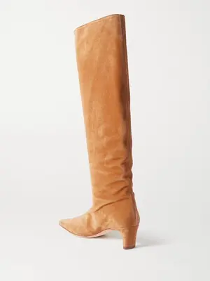 Staud Wally Suede Knee Boots - Brown