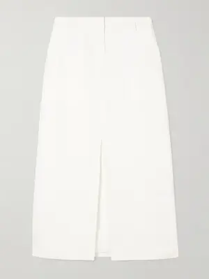 Theory Gale Linen Midi Skirt - White