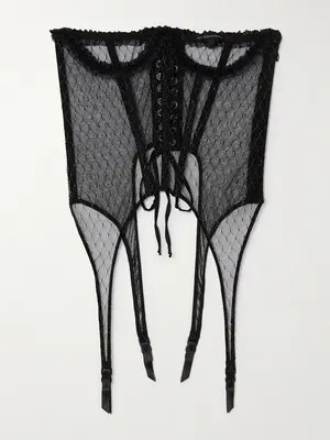 Kiki De Montparnasse Les Follies Metallic Tulle Bustier Top - Black