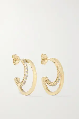 JENNIFER MEYER Double Hoop Diamond Earrings - Gold