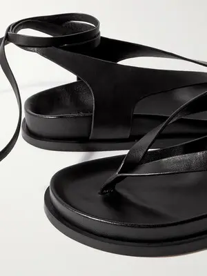 A.emery Shel Leather Sandals - Black