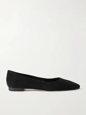 Manolo Blahnik Gelista Suede Ballet Flats - Black