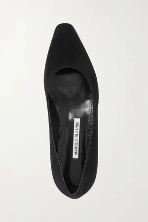 Manolo Blahnik Gelista Suede Ballet Flats - Black