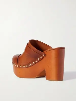 Chloé Jeanette Studded Platform Clogs - Brown