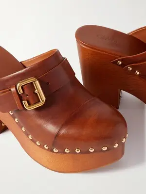 Chloé Jeanette Studded Platform Clogs - Brown