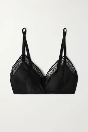 ERES Reveillon Cotillon Lace-trimmed Stretch-satin Soft-cup Triangle Bra - Black