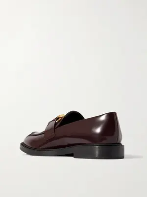 Chloé Marcie Embellished Leather Loafers - Burgundy