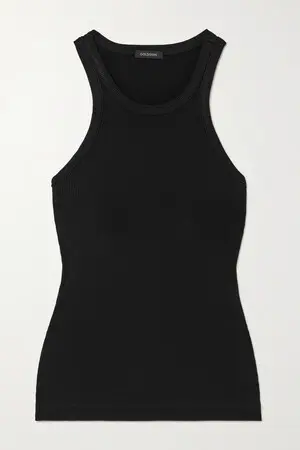 GOLDSIGN The Laurel Ribbed Stretch-jersey Racer-back Tank - Black