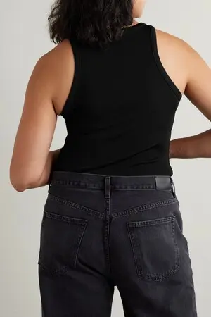 GOLDSIGN The Laurel Ribbed Stretch-jersey Racer-back Tank - Black