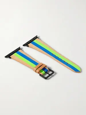 LACALIFORNIENNE Striped Leather Watch Strap - Blue