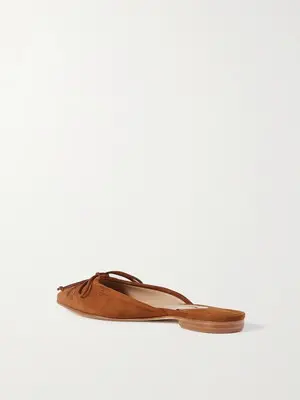 Manolo Blahnik Ballerimu Suede Ballet Flats With Bow Detailing - Brown