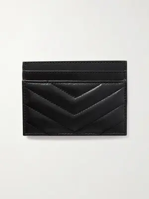 Saint Laurent Cassandre Matelassé Leather Cardholder - Black