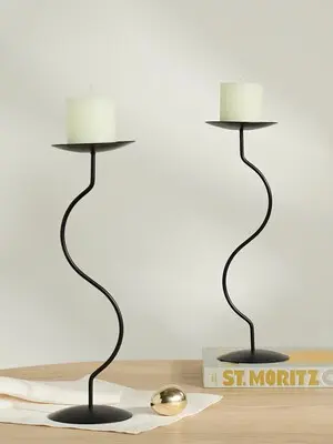 FOURTH STREET Dancing Duo Set Of Two Iron Candlesticks