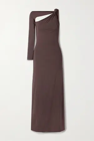 MAYGEL CORONEL Net Sustain Hedera One-sleeve Maxi Dress - Brown