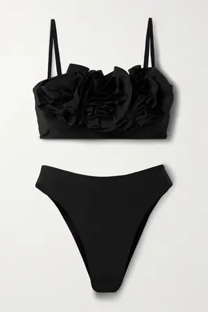 MAYGEL CORONEL Net Sustain Ondina Appliquéd Bikini - Black