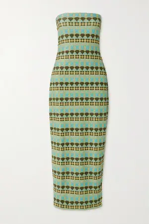 DIMA AYAD Strapless Jacquard-knit Maxi Dress