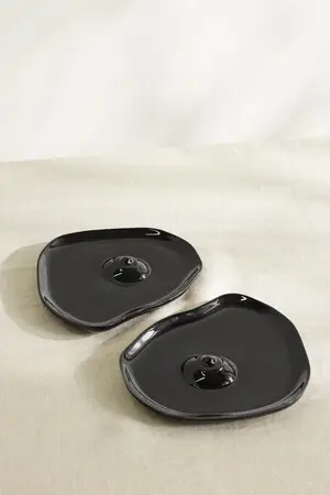 Anissa Kermiche Tatas Set Of Two Earthenware Plates - Black