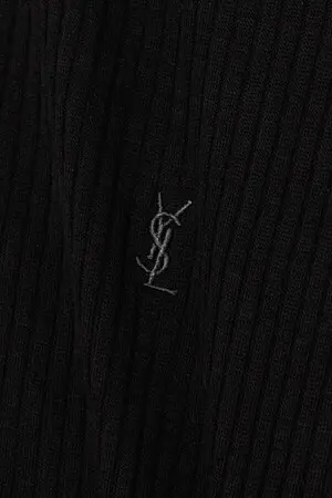 Saint Laurent Embroidered Ribbed Tank - Black