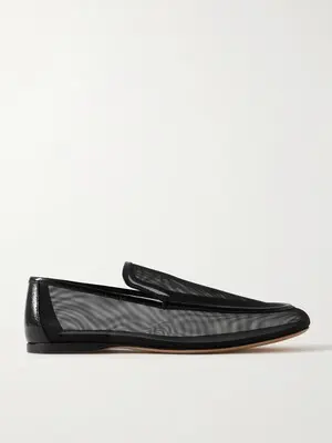 Khaite Alessio Mesh Loafers With Leather Trims - Black