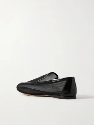 Khaite Alessio Mesh Loafers With Leather Trims - Black