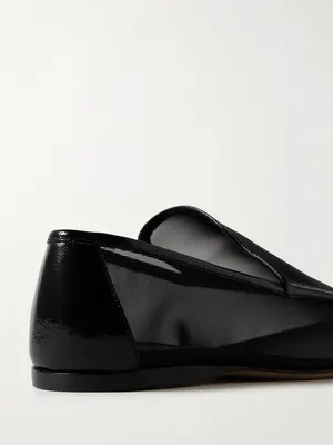 Khaite Alessio Mesh Loafers With Leather Trims - Black