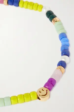 MARTHA CALVO Plated Smiley Face Beaded Necklace