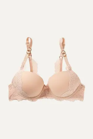 Stella McCartney Stella Stretch-jersey And Lace Underwired Plunge Bra - Neutrals