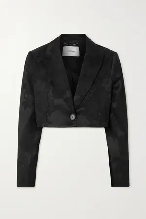 Erdem Genevieve Cropped Wool-blend Jacquard Blazer