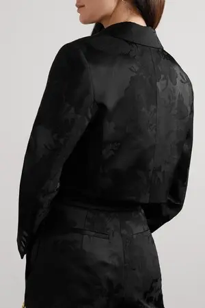 Erdem Genevieve Cropped Wool-blend Jacquard Blazer