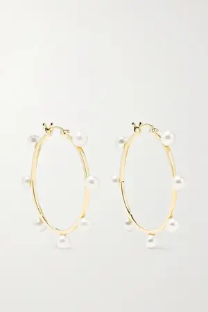 Mateo Large Dot 14-karat Pearl Hoop Earrings