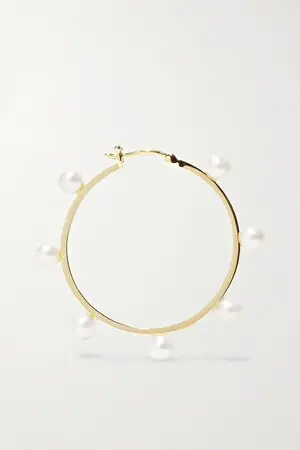 Mateo Large Dot 14-karat Pearl Hoop Earrings
