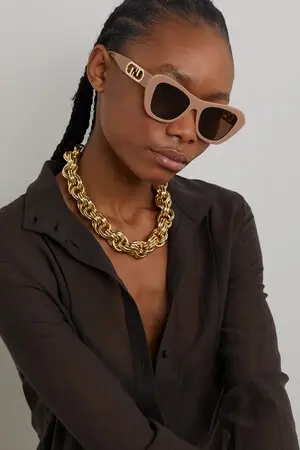 Fendi O'lock Cat-eye Acetate And Gold-tone Sunglasses