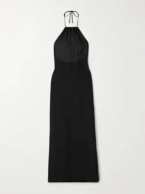 NILI LOTAN Lelia Linen-voile Maxi Dress - Black
